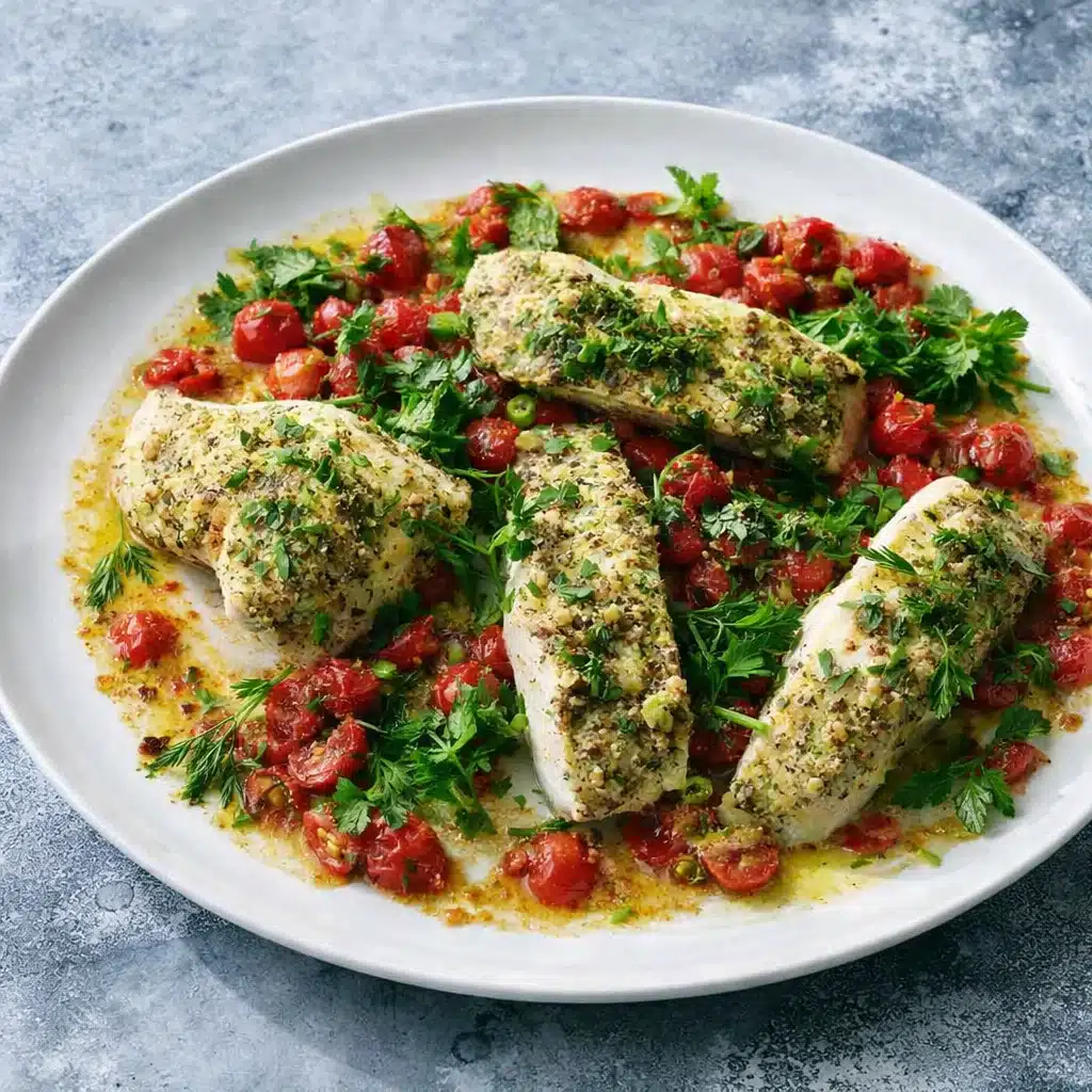 Easy Roasted Fish With Spice Butter and Tomatoes (Easy Oven Recipe)