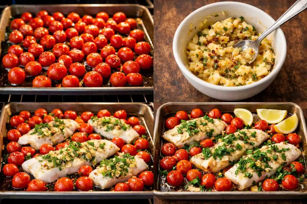 Easy Roasted Fish With Spice Butter and Tomatoes (Easy Oven Recipe)